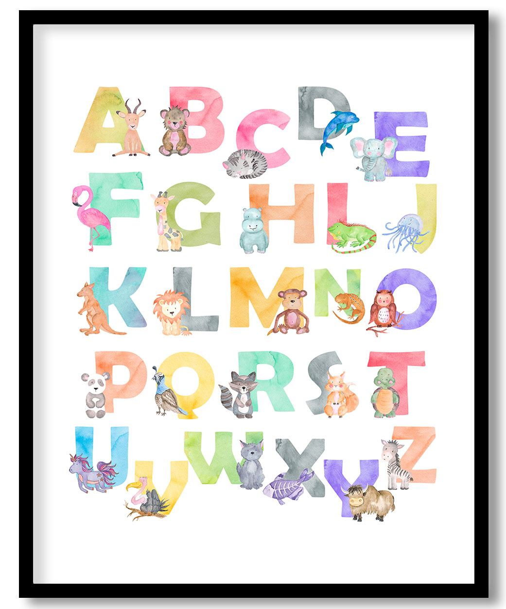 Alphabet Wall Decor, Playroom Decor, ABC framed art, Woodland Animals ...