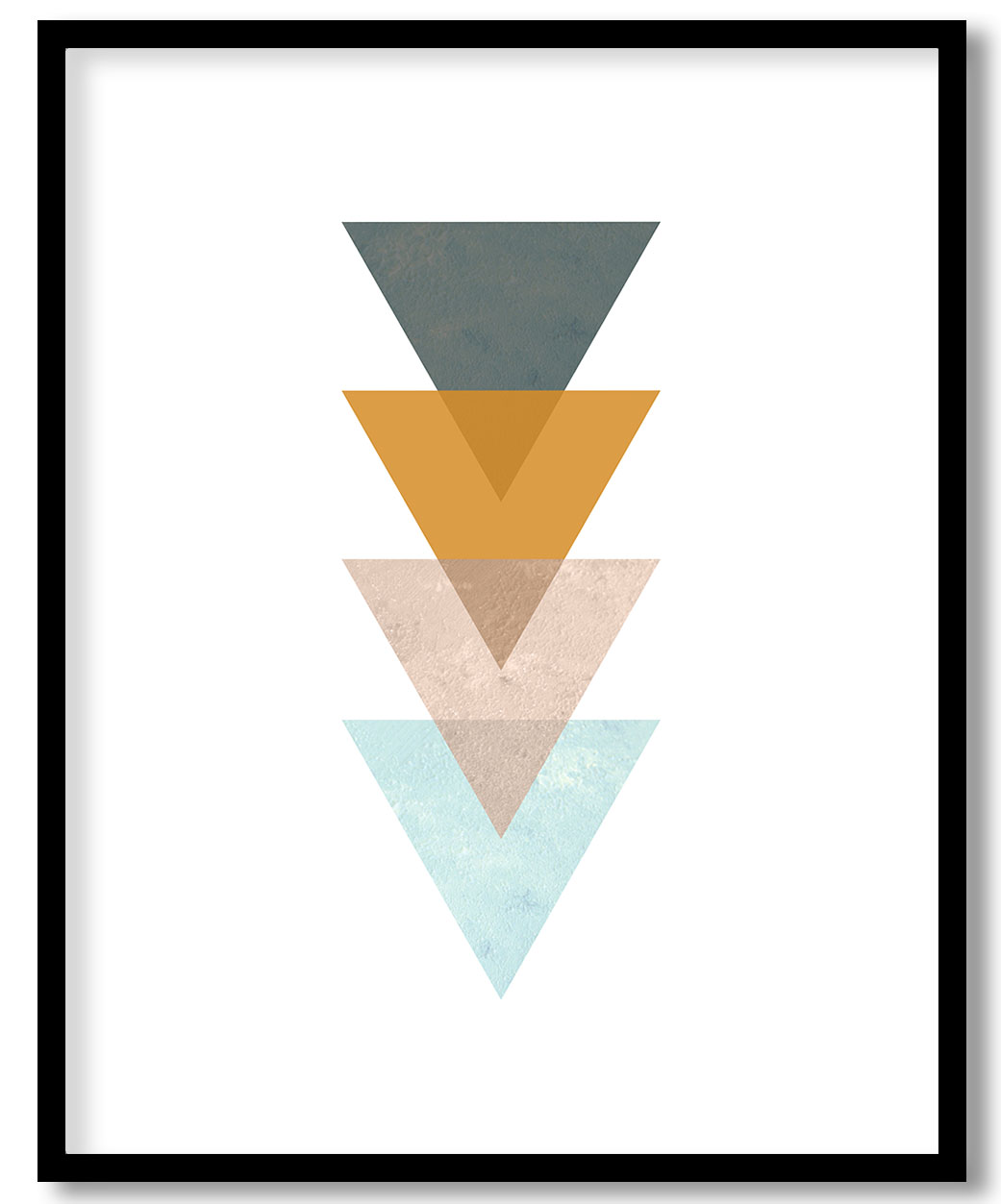 Mustard Yellow Triangle Print, Turquoise Blue, Grey Wall Art, Mustard ...