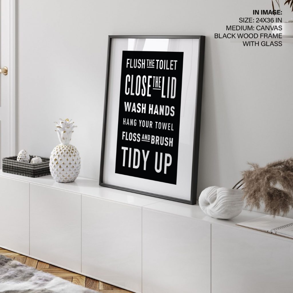 Bathroom rules sign - flush toilet sign, wash your hands sign ...