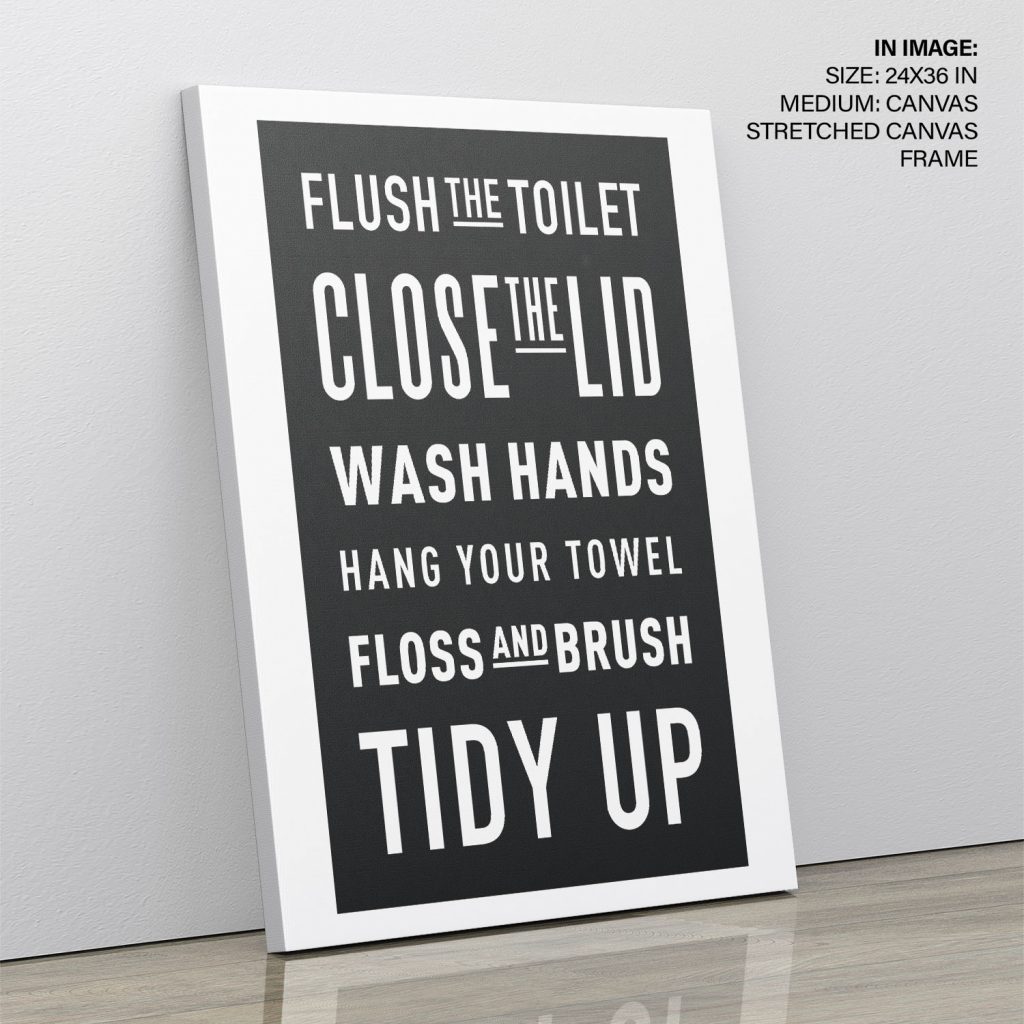 Bathroom rules sign - flush toilet sign, wash your hands sign ...