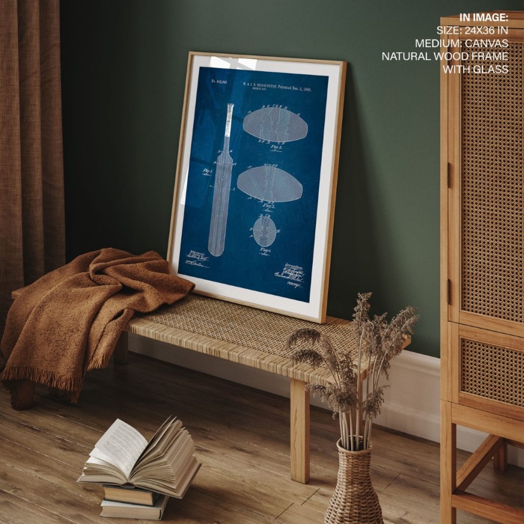 Cricket bat 1890 blueprint - Wall Art Decor, Framed Painting, Home ...