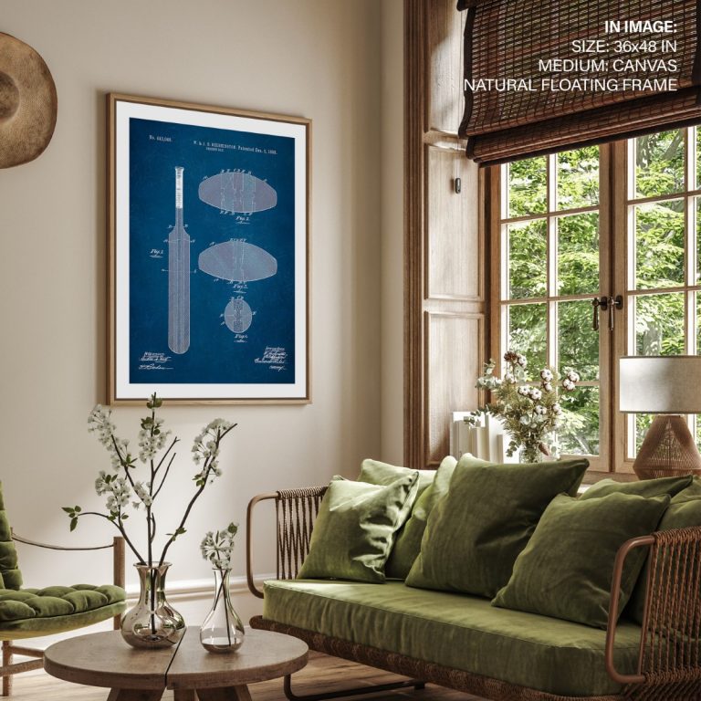 Cricket bat 1890 blueprint - Wall Art Decor, Framed Painting, Home ...