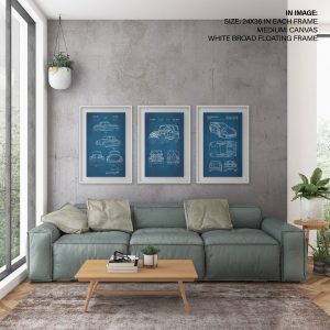 Set of 3 automobile design blueprint - Wall Art, Hanging Wall Decor ...
