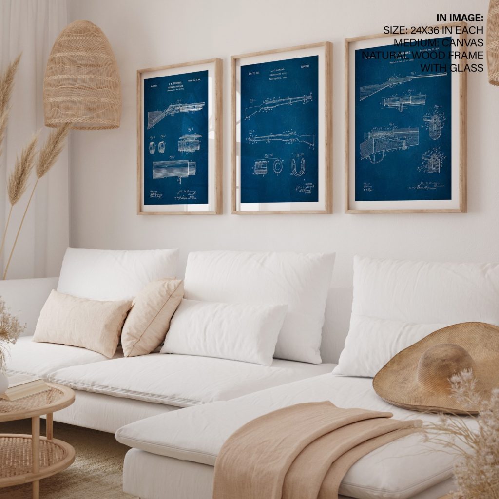 Set of 3 rifles blueprint - Wall Art Decor, Framed Painting, Home Decor ...