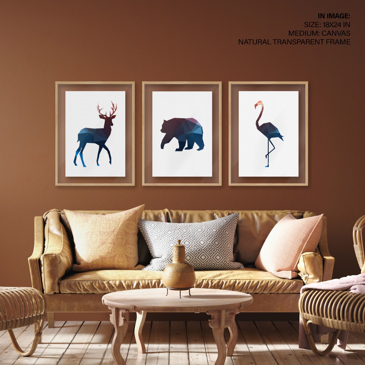 Set of 3 geometric animal - Wall Art, Hanging Wall Decor, Home Decor ...