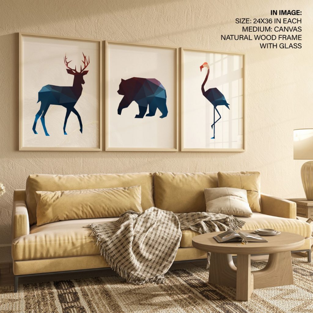 Set of 3 geometric animal - Wall Art, Hanging Wall Decor, Home Decor ...