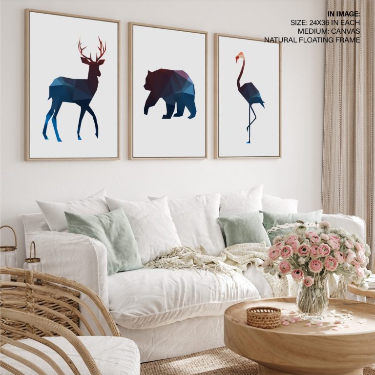 Set of 3 geometric animal - Wall Art, Hanging Wall Decor, Home Decor ...