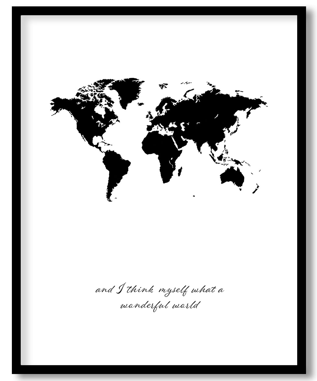 What a wonderful world - map, quotes - Wall Art Decor, Framed Painting ...
