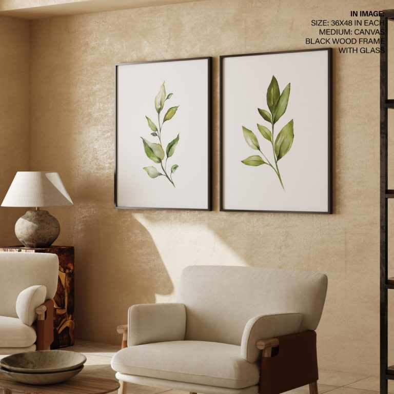 Botanical Leaf Framed Wall Art (Set of 2), Nature Art - Choose Size and ...