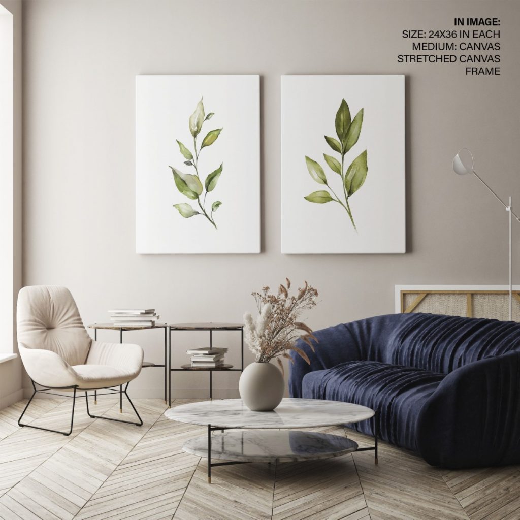 Botanical Leaf Framed Wall Art (Set of 2), Nature Art - Choose Size and ...