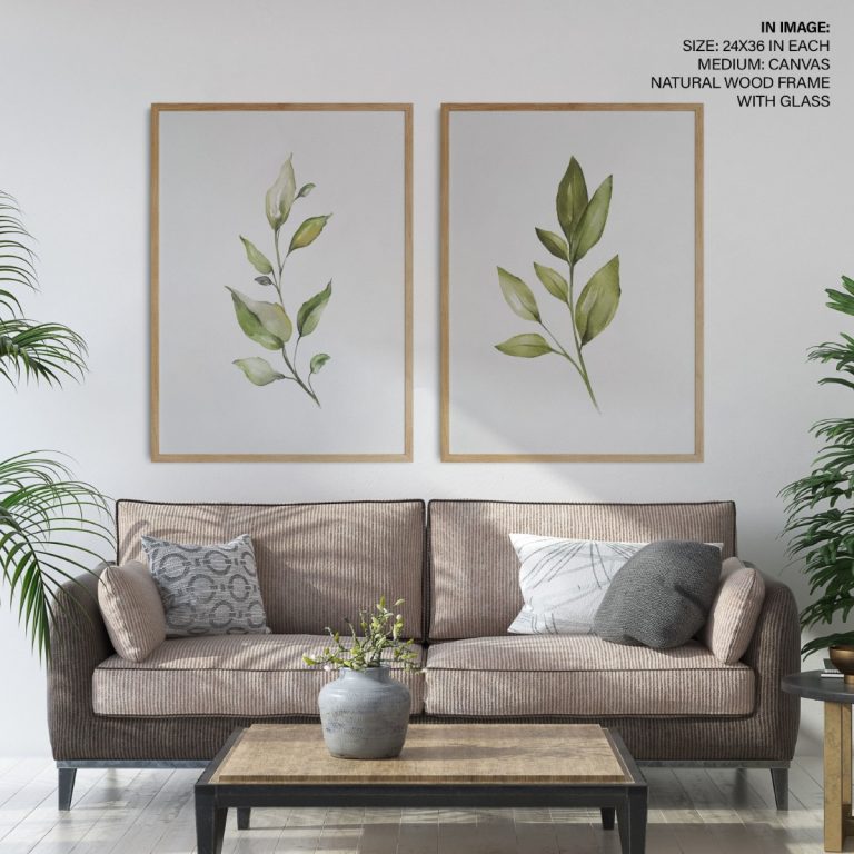 Botanical Leaf Framed Wall Art (Set of 2), Nature Art - Choose Size and ...