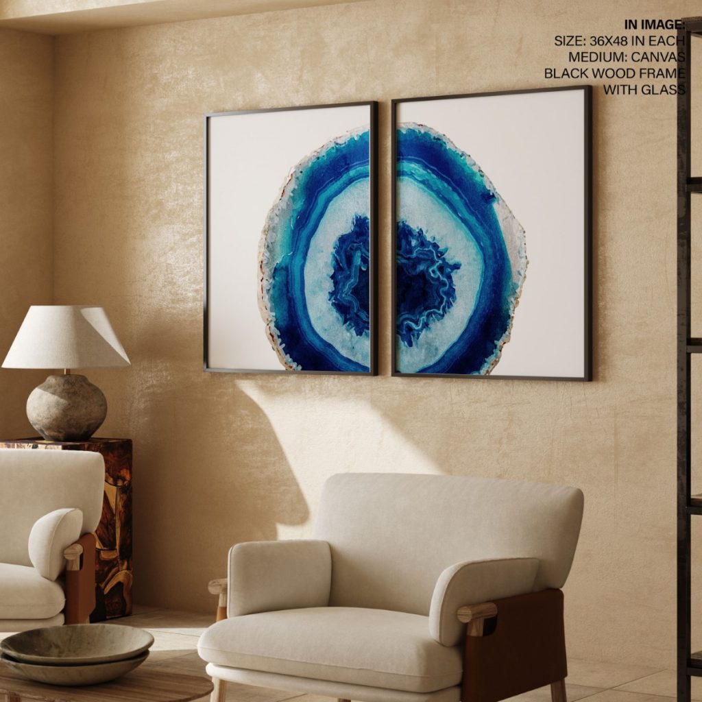 Agate Wall Art, Set of Two Frames, Blue Agate Print, Mineral Poster ...