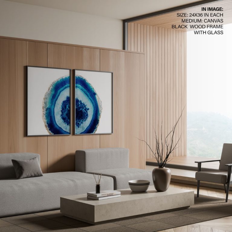 Agate Wall Art, Set of Two Frames, Blue Agate Print, Mineral Poster ...