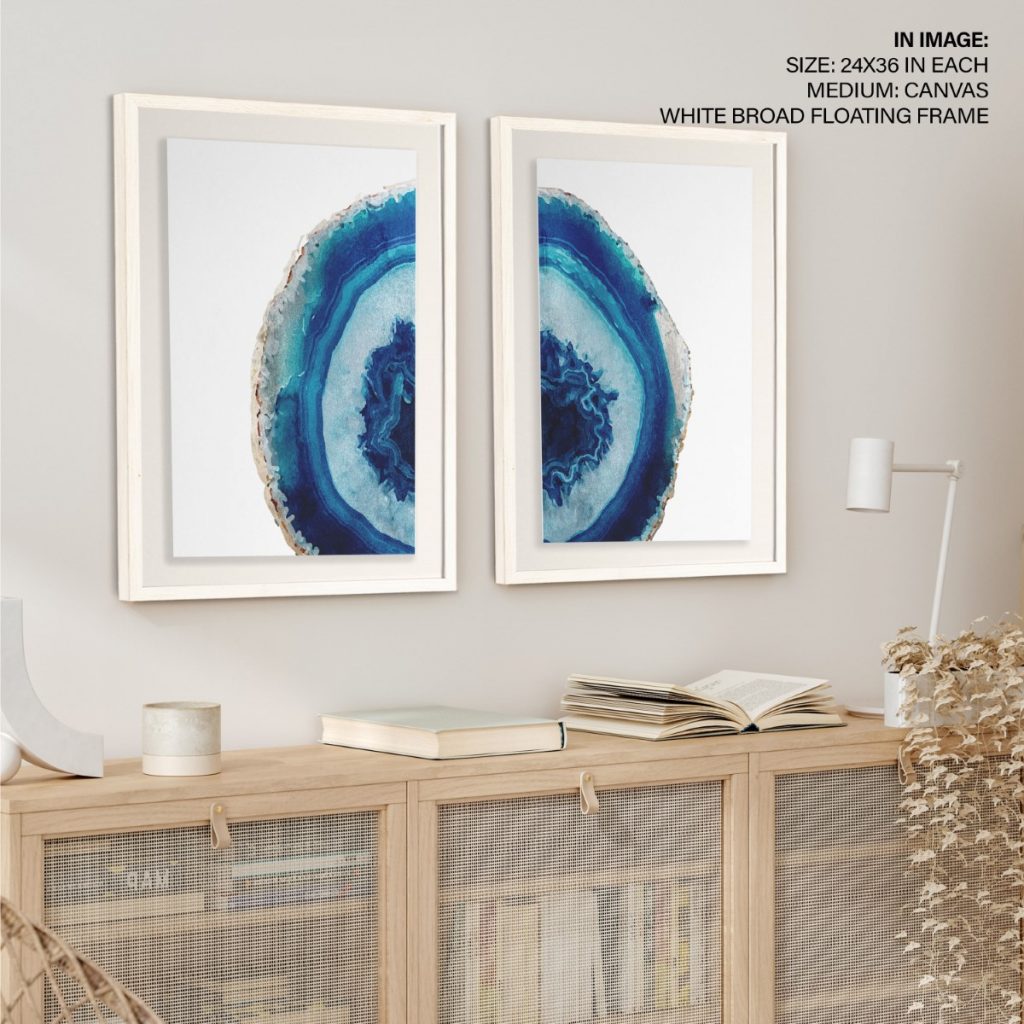 Agate Wall Art, Set of Two Frames, Blue Agate Print, Mineral Poster ...