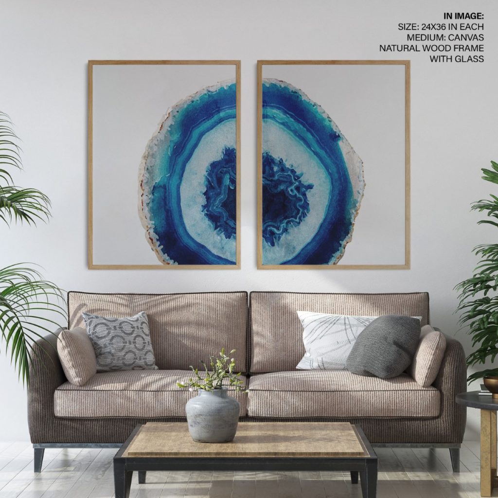 Agate Wall Art, Set of Two Frames, Blue Agate Print, Mineral Poster ...