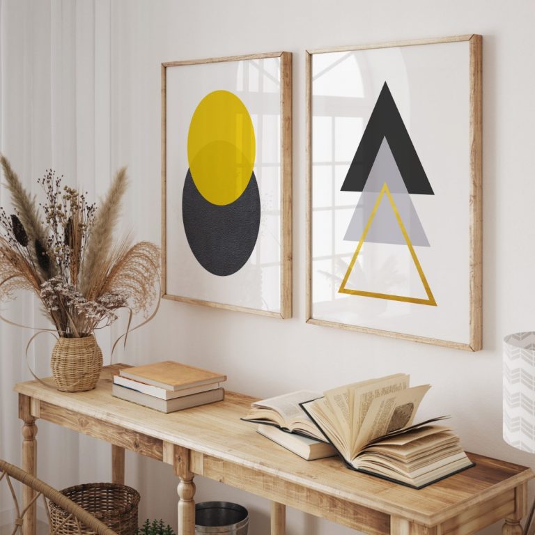 Set of 2 geometric - Wall Art Decor, Framed Painting, Home Decor ...