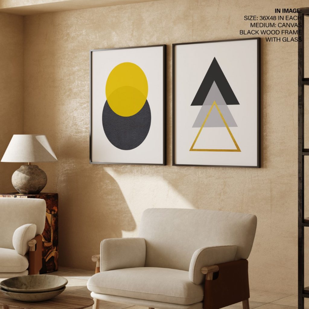 Set of 2 geometric - Wall Art Decor, Framed Painting, Home Decor ...