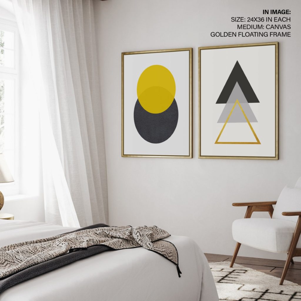 Set of 2 geometric - Wall Art Decor, Framed Painting, Home Decor ...