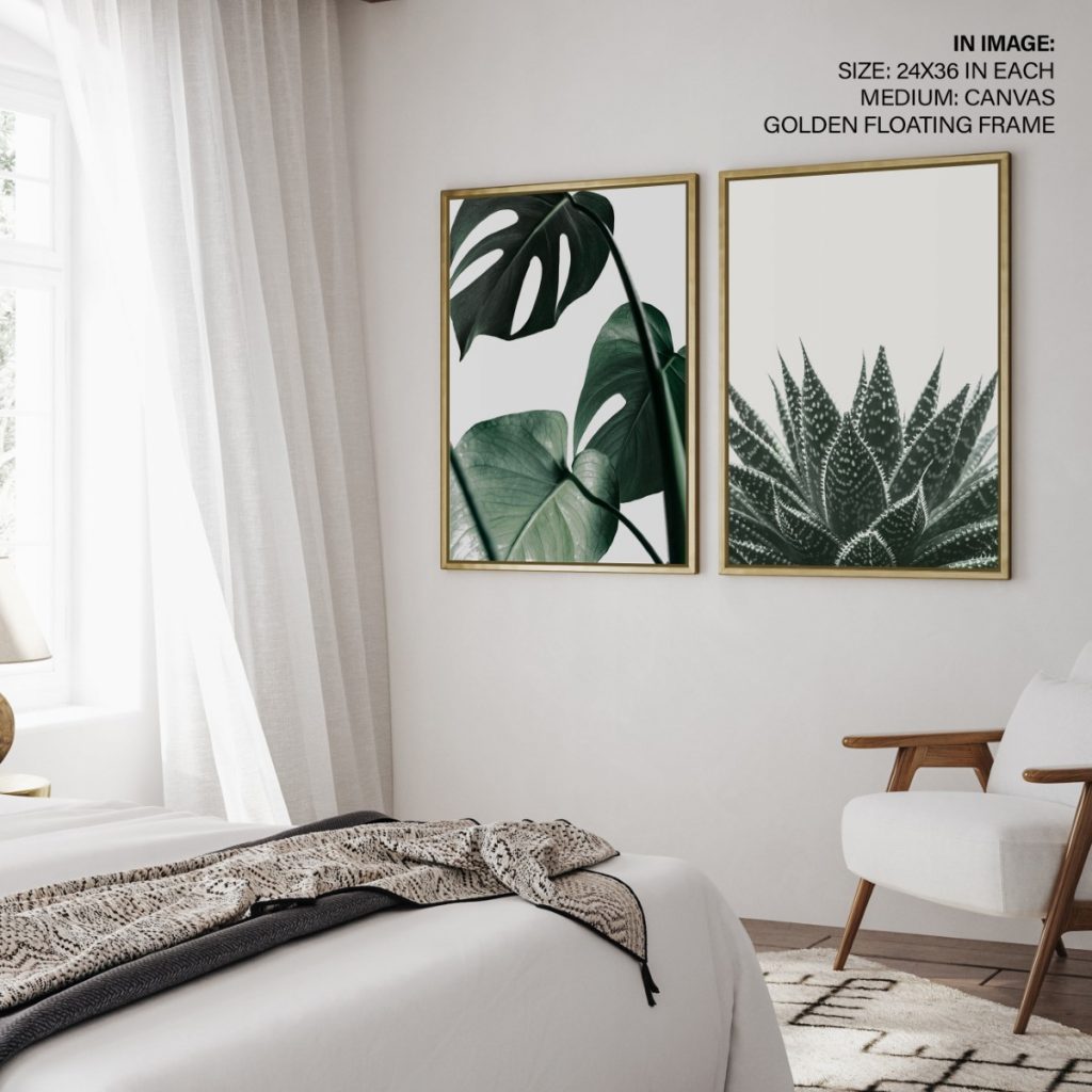 Monstera, Succulent Leaves Framed Wall Art (Set of 2), Botanical Art ...