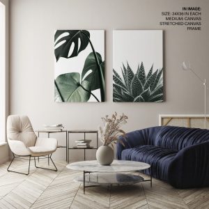 Monstera, Succulent Leaves Framed Wall Art (Set of 2), Botanical Art ...