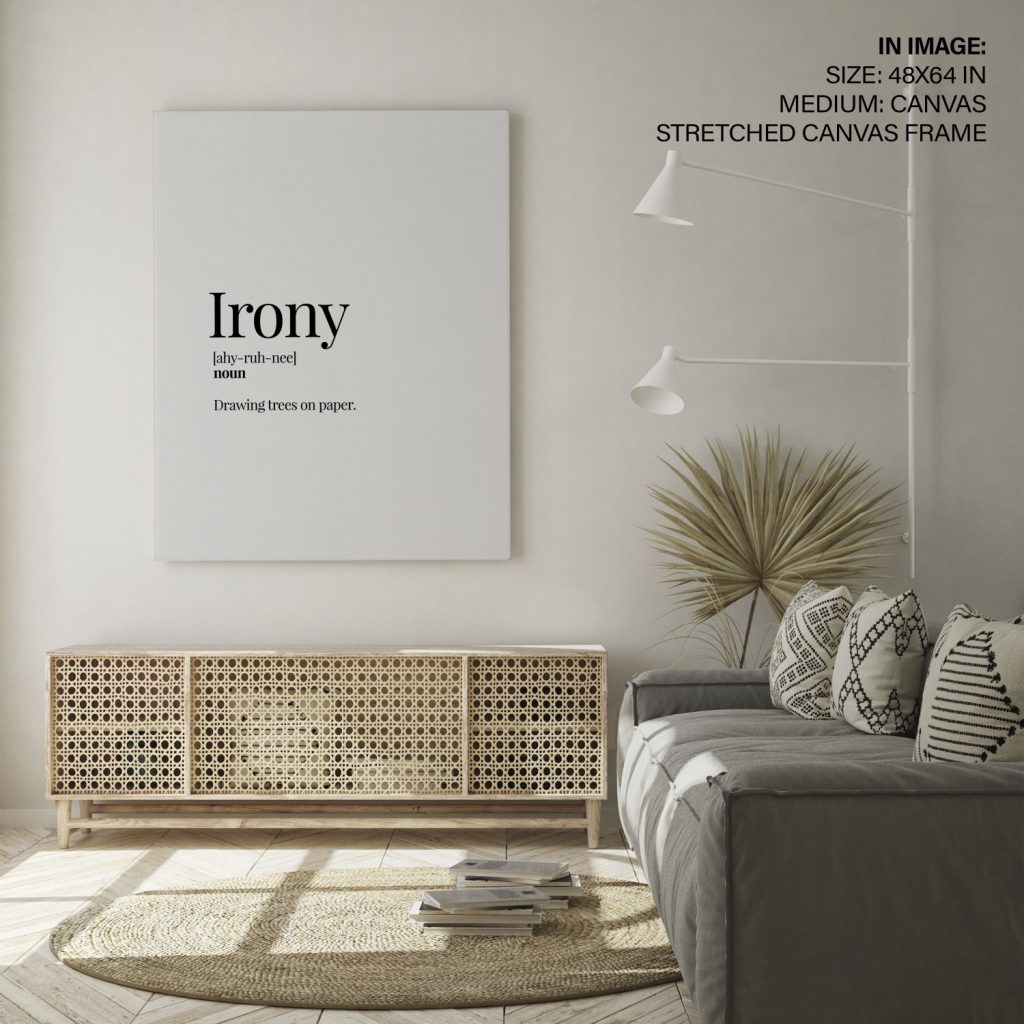 Irony - Funny Dictionary Definition Wall - Witty series - Framed poster ...