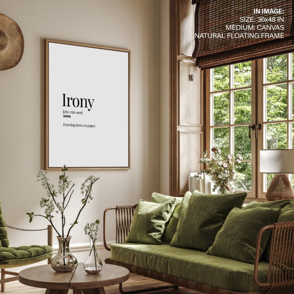 Irony - Funny Dictionary Definition Wall - Witty series - Framed poster ...