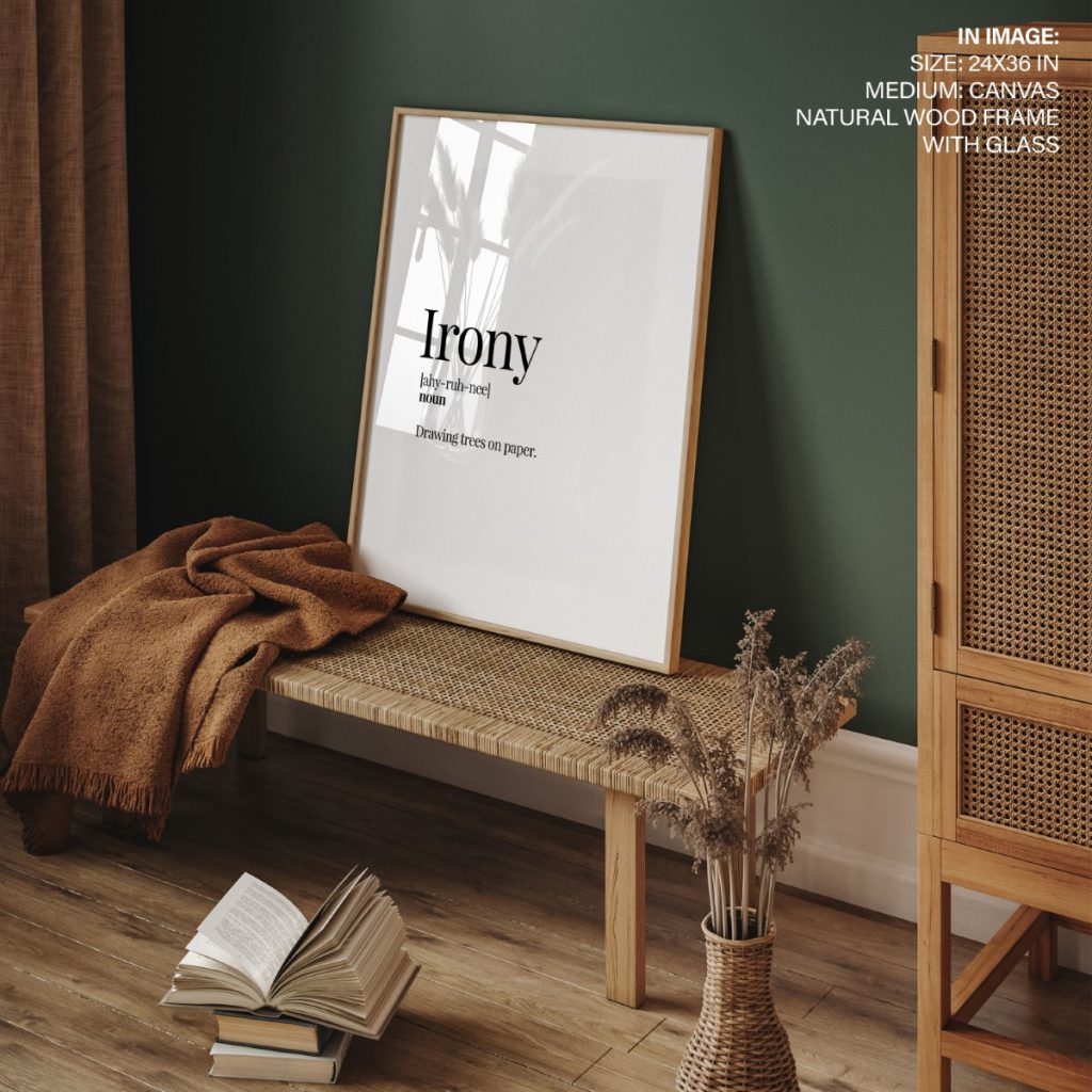 Irony - Funny Dictionary Definition Wall - Witty series - Framed poster ...