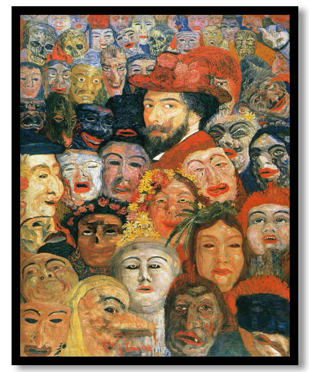self portrait with masks by James ensor by James Ensor (1899) - Wall ...