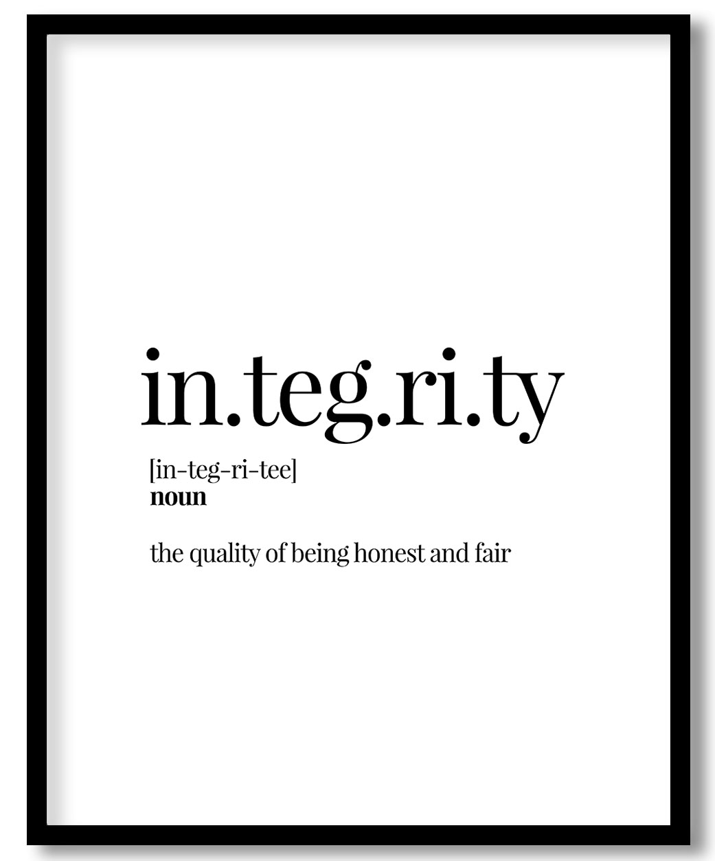 Integrity - Funny Dictionary Definition Wall Decor, Framed Art for cafe ...