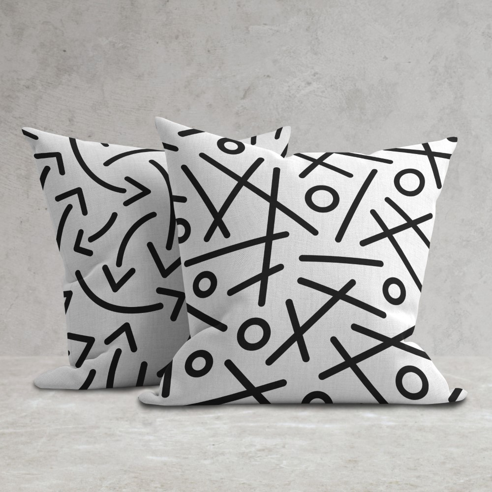 Set of 2 minimal line drawing pattern cushion cover