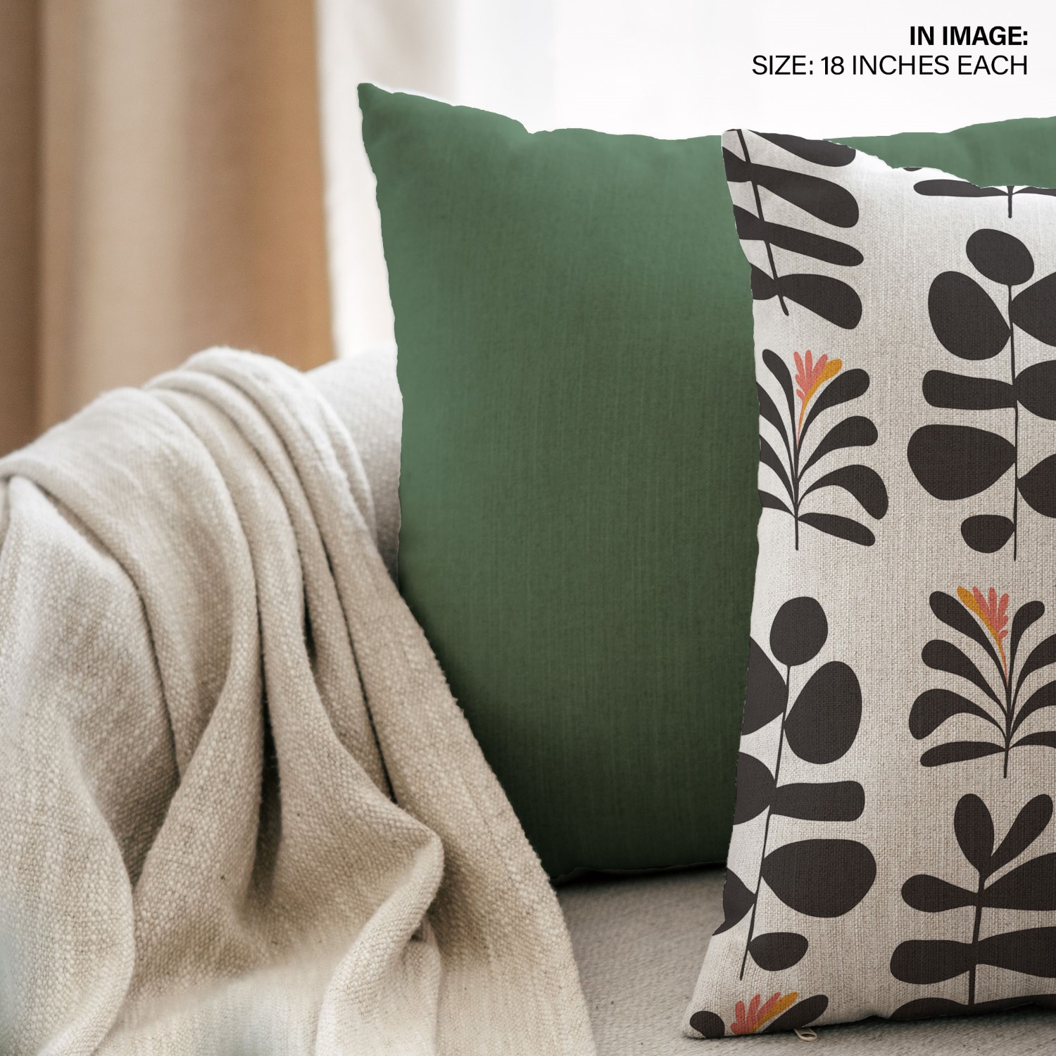 Throw Pillow Cushion Covers - Set of 2 foliate minimal leaves pattern ...