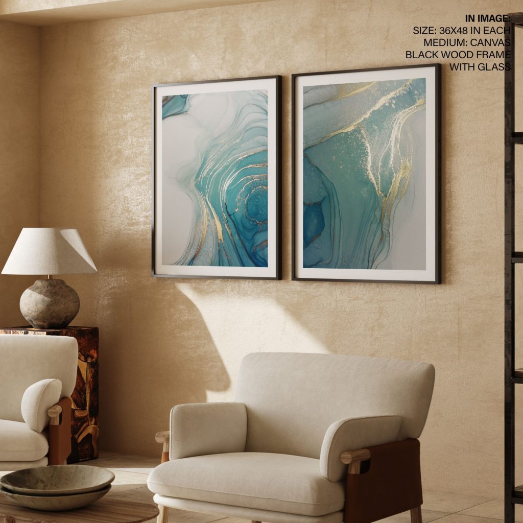 Set Of 2 Sapphire Veins Wall Art Hanging Wall Decor Home Decor