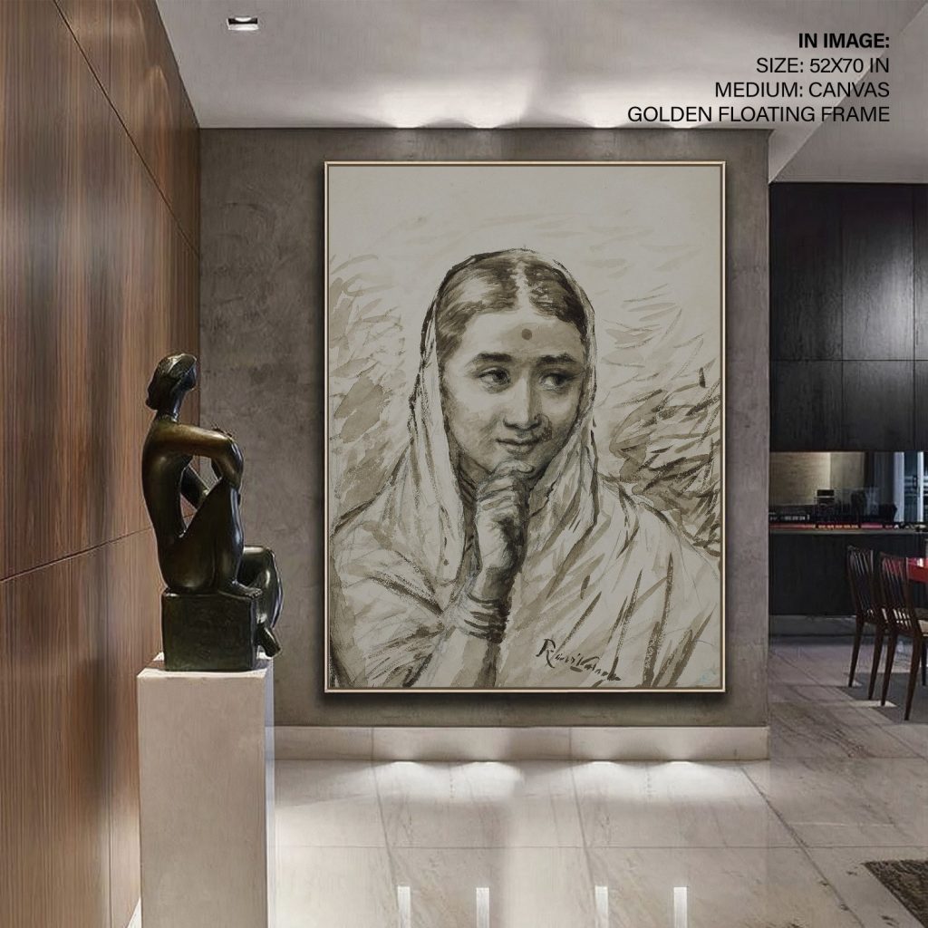 A study of a woman's face by Raja Ravi Varma - Wall Art - 10+ Sizes, 50 ...