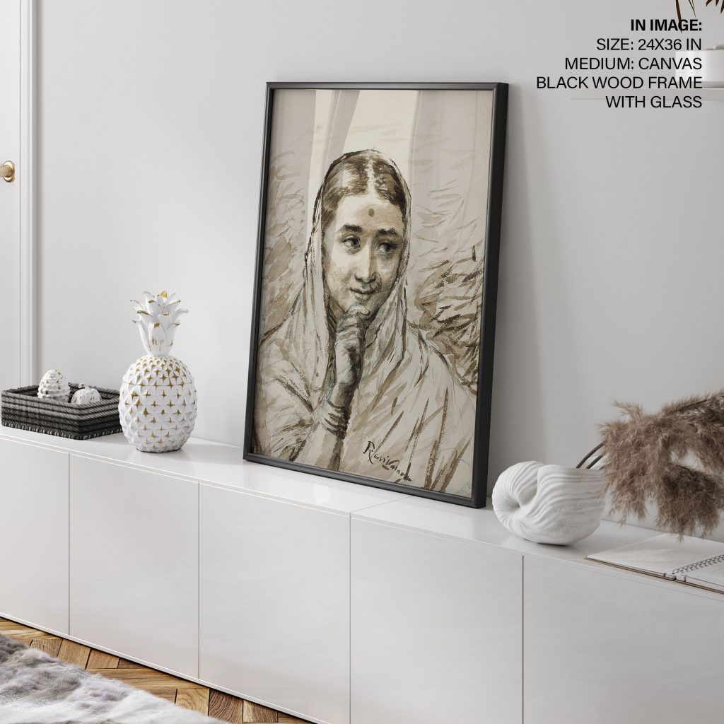 A study of a woman's face by Raja Ravi Varma - Wall Art - 10+ Sizes, 50 ...