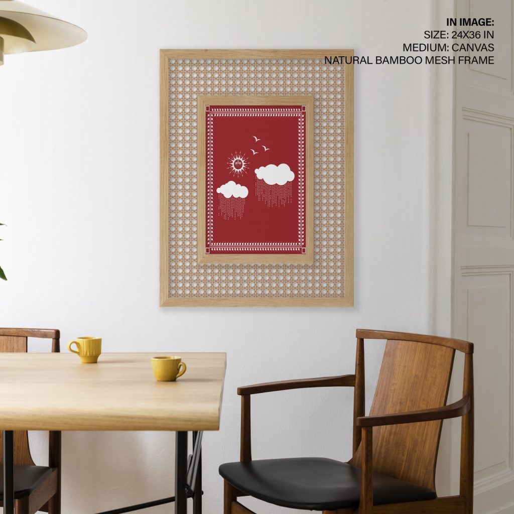 Warli painting of sun and clouds in rainy season - Wall Art, Hanging ...