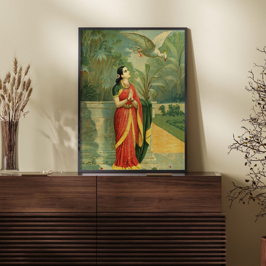 Hamsa damayanti samvad by Raja Ravi Varma (1928) - BestOfBharat