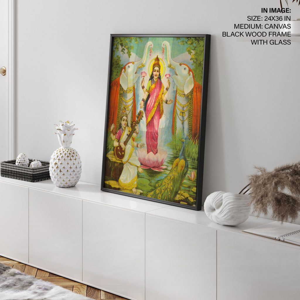 Lakshmi saraswati sanyog by Raja Ravi Varma - BestOfBharat