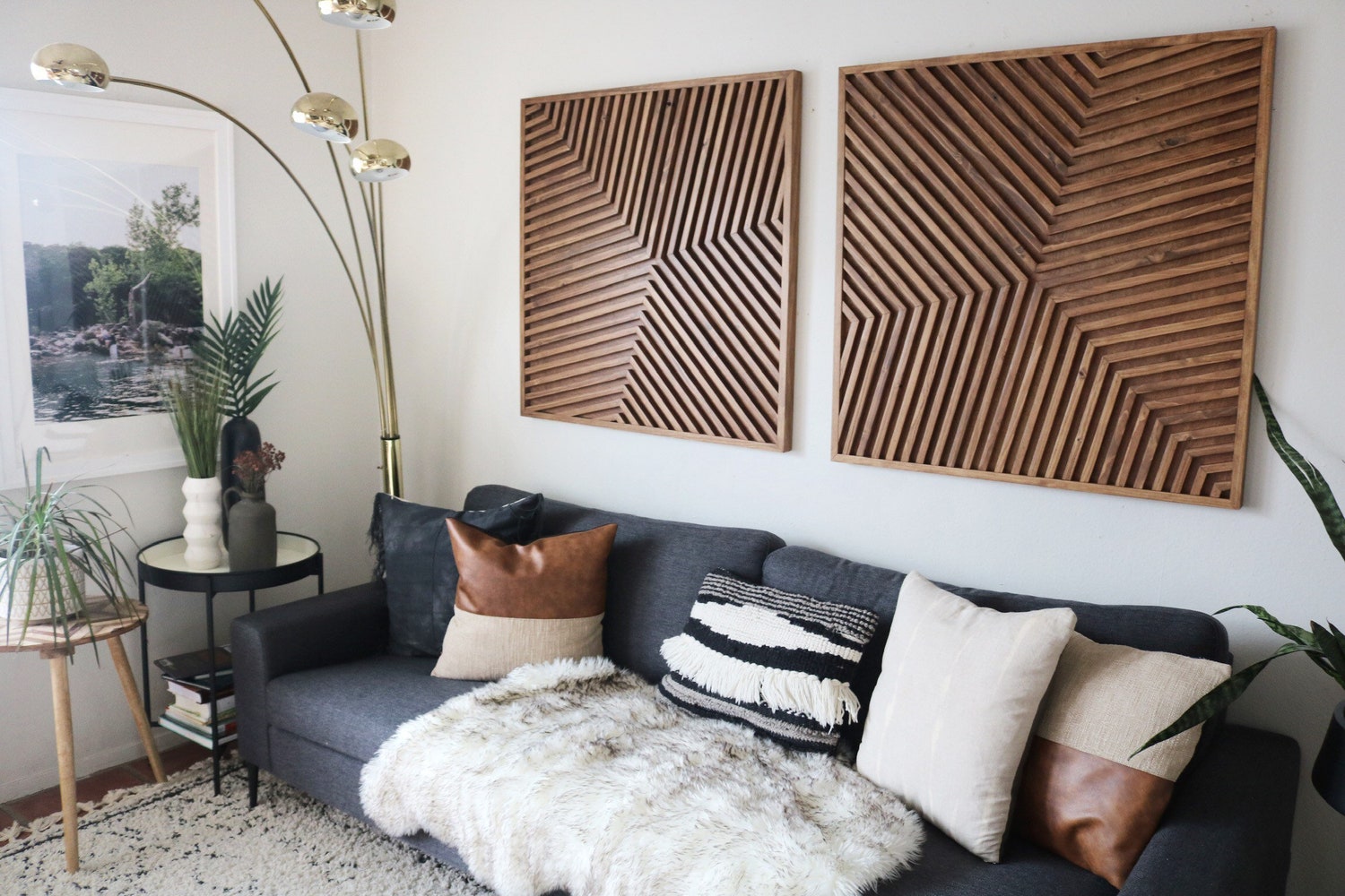 Set of 2 Stave Wall Art - Wood Wall Art, Wall Sculpture, Modern Wood ...