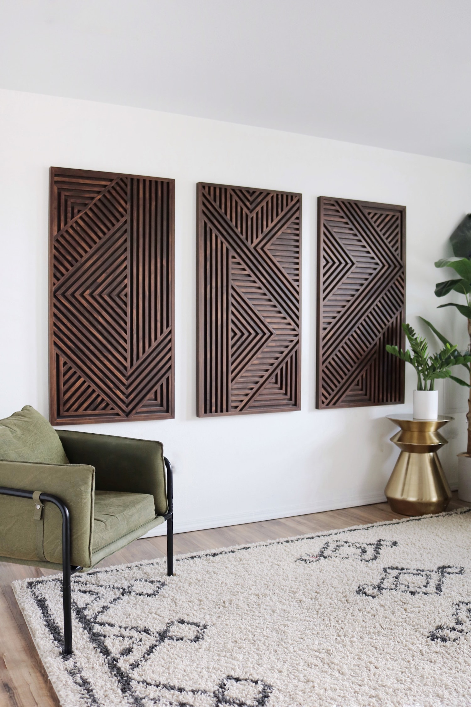 Wall Sculpture | Set of 3 Wooden Rust Arts - Wood Wall Art, Wall ...