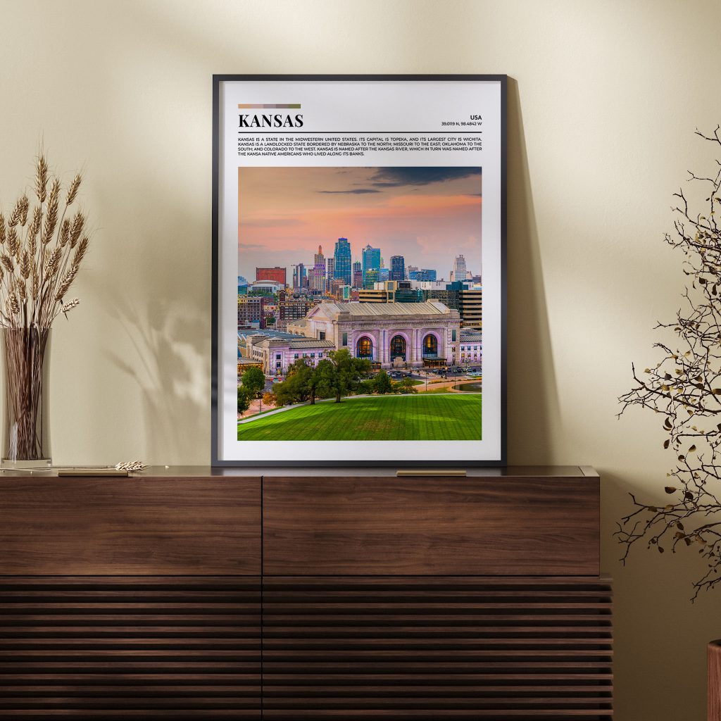 Kansas, USA pantone poster - BestOfBharat