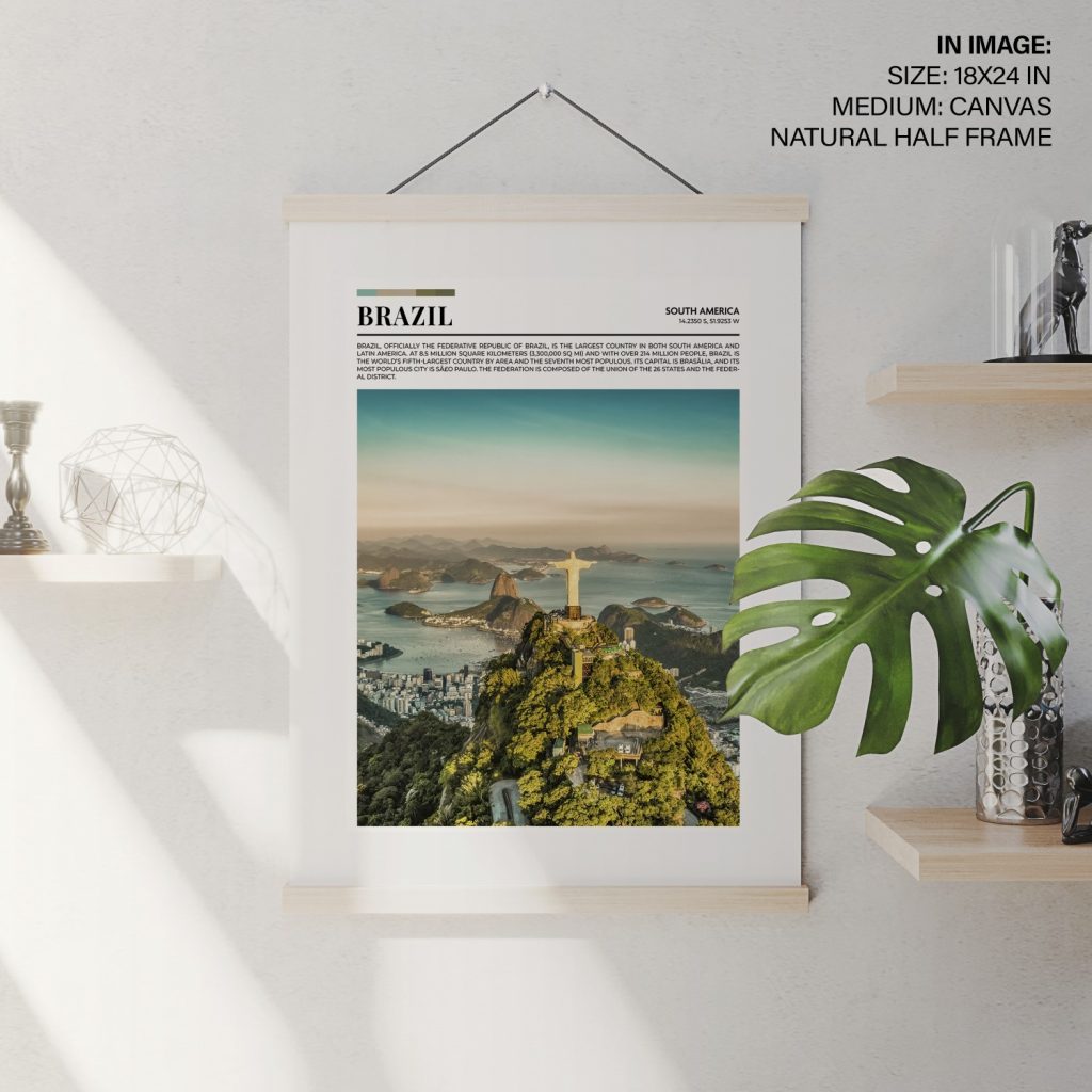 Brazil, South America pantone poster - Wall Art - Choose Size & Frames ...