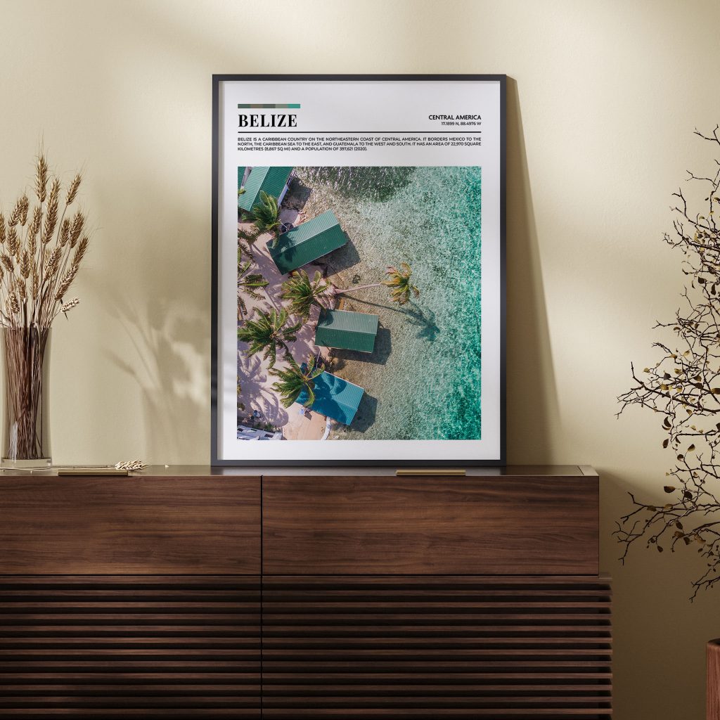 Belize, Central America pantone poster - Wall Art - Choose Size ...