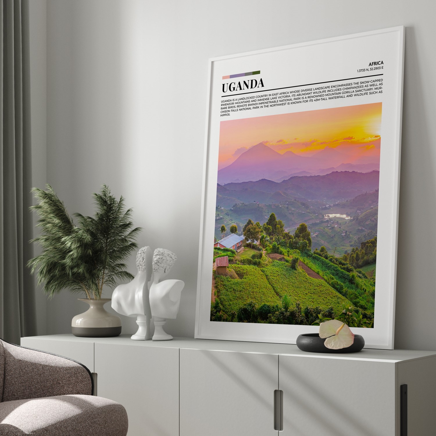 Uganda, Africa pantone poster - BestOfBharat Uganda, Africa pantone poster - BestOfBharat