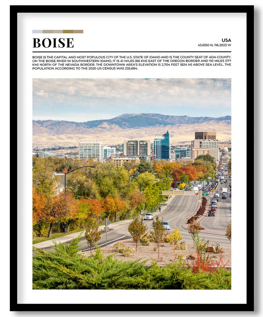 Framed Art | Boise, USA pantone poster | 50+ Frame Styles • Museum ...
