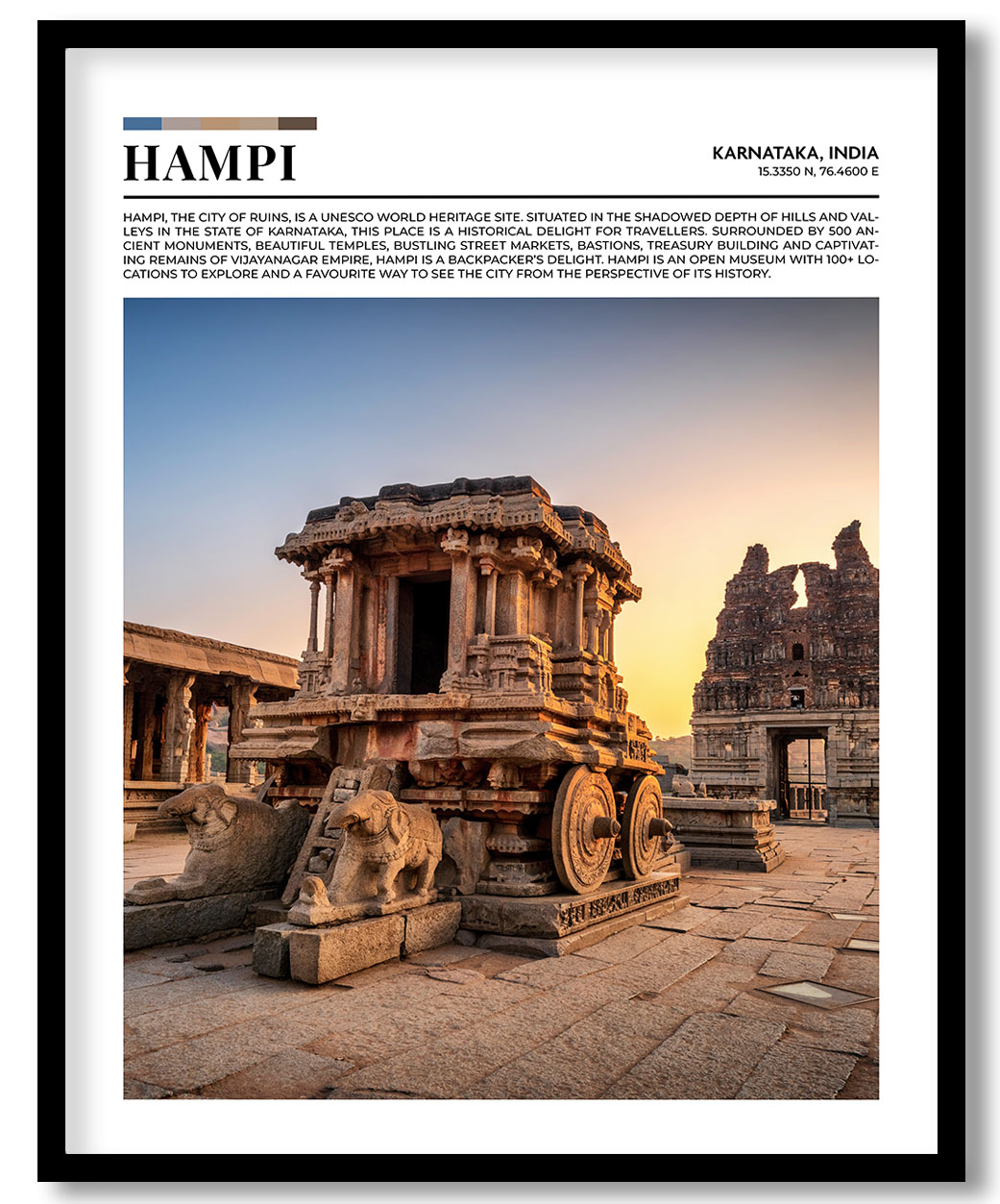 Hampi, India pantone poster - BestOfBharat