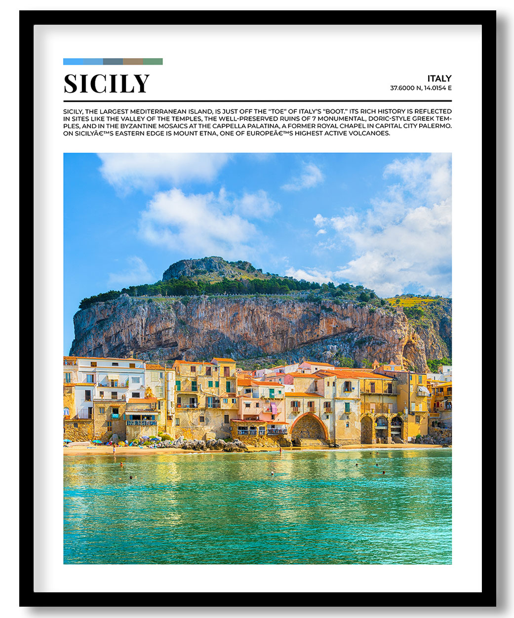 Sicily, Italy pantone poster - BestOfBharat