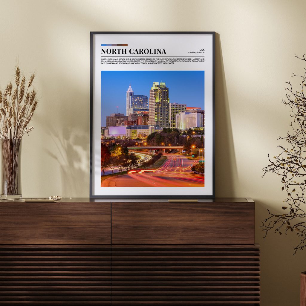 North Carolina, USA pantone poster - BestOfBharat