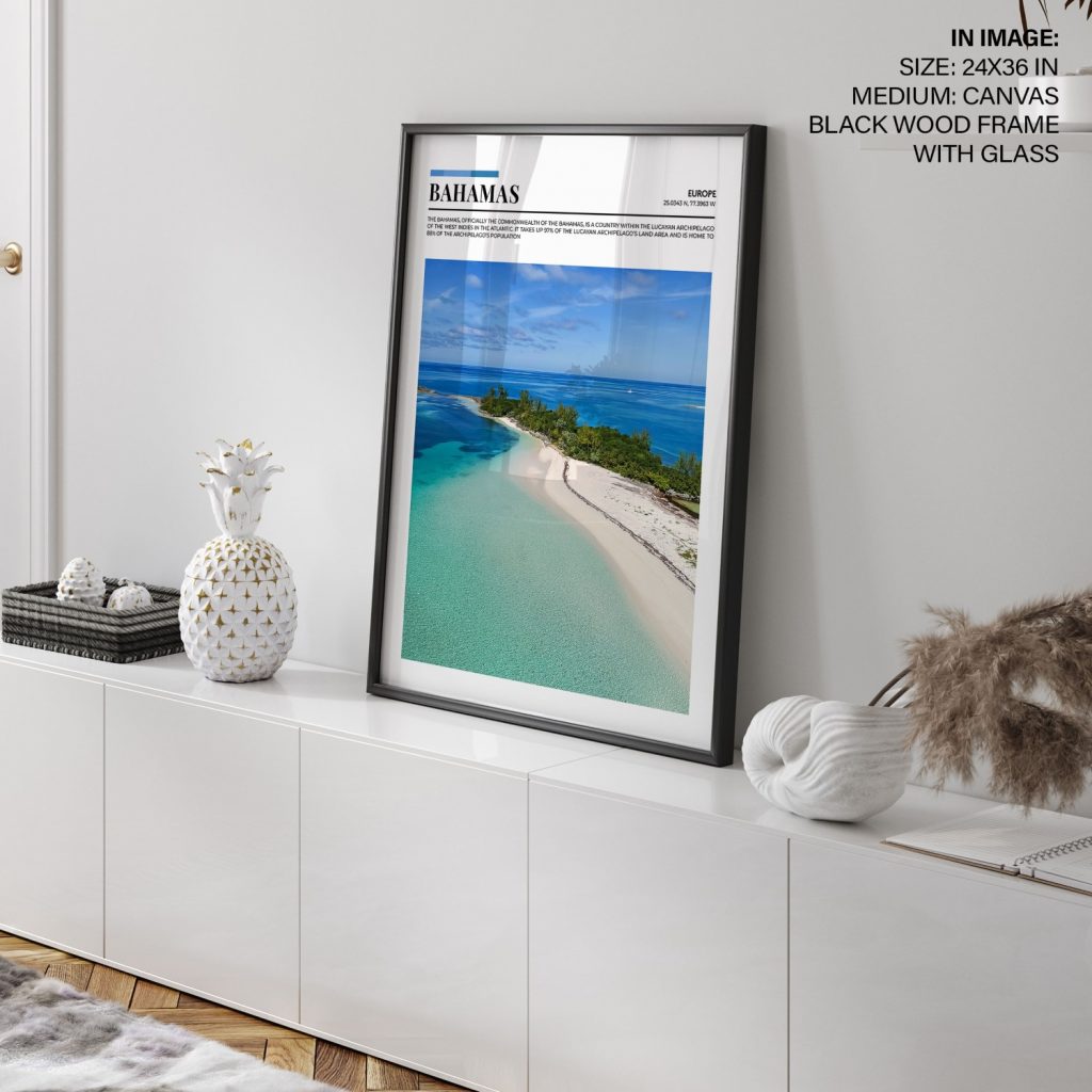 Bahamas, Europe pantone poster - Wall Art - Choose Size & Frames, Non ...
