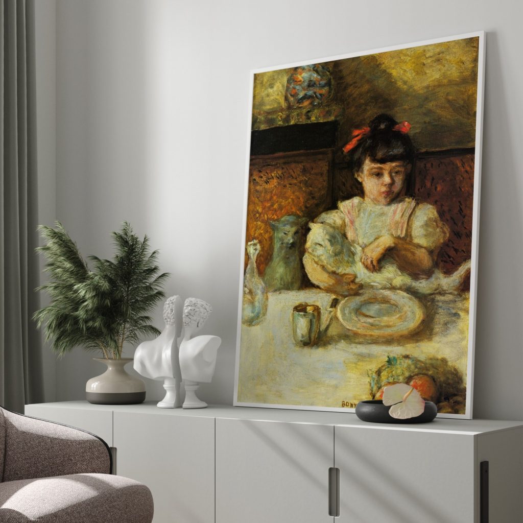 Child and Cats by Pierre Bonnard (Date Unknown) - BestOfBharat