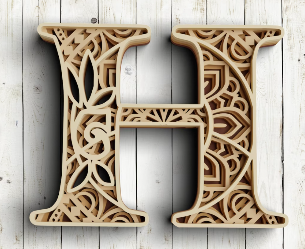 Custom 3D Wood Layered Lettering Wall Sculpture - BestOfBharat